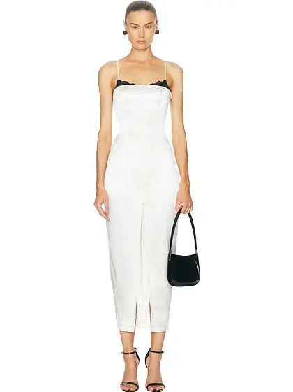 FLEUR DU MAL Silk Maxi Dress With Lace Cups - Ivory