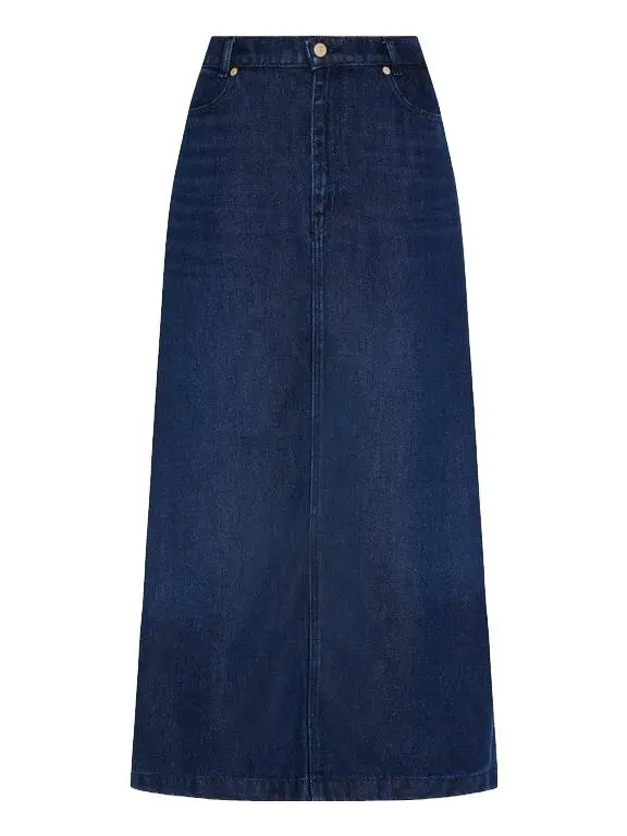 7 For All Mankind Lustre Midi Skirt - Denim