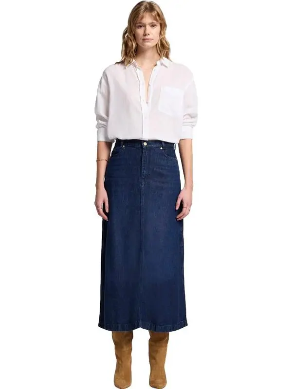 7 For All Mankind Lustre Midi Skirt - Denim