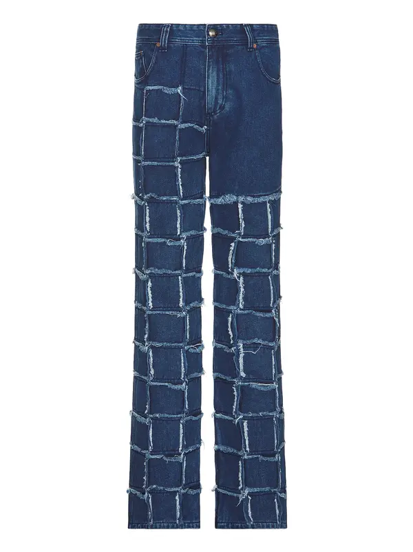 Andersson Bell Patchwork Wide Leg Jeans - Washed Blue