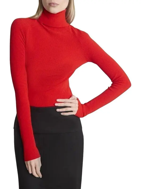 Proenza Schouler Fox Rib-knit Turtleneck Top - Red