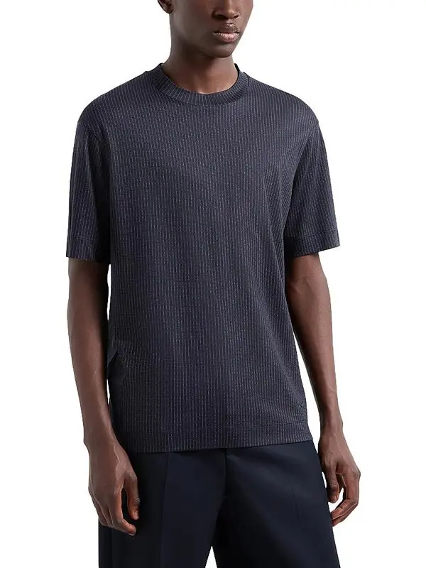 Emporio Armani Pinstriped Tee - Navy Blue