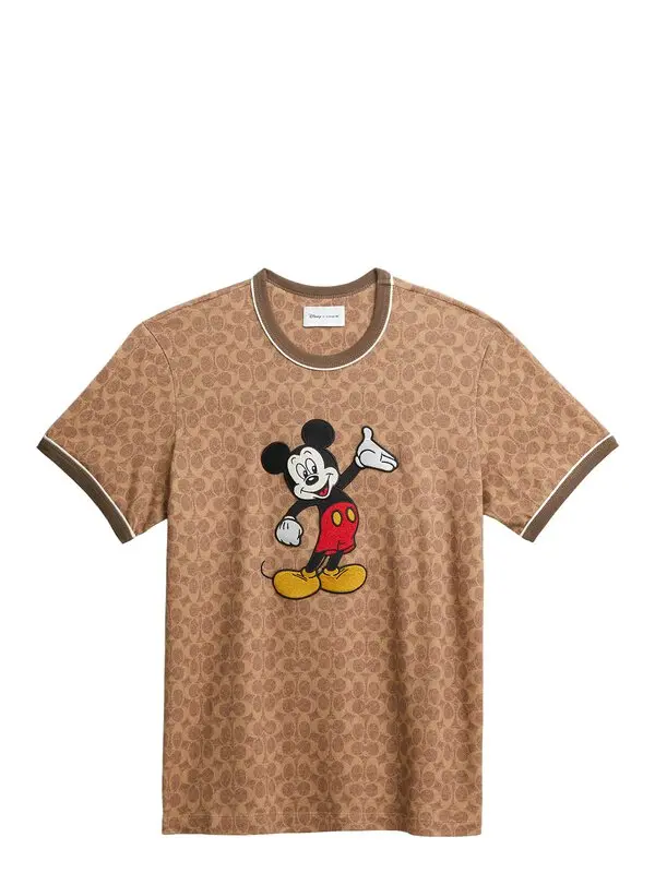 COACH Disney X Signature Mickey Mouse T-shirt - Tan Signature