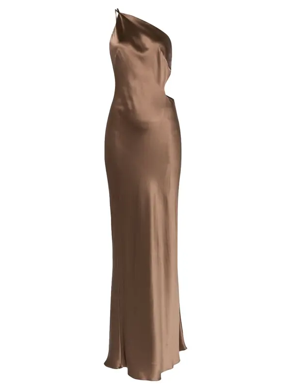 Michelle Mason Asymmetrical Silk Gown - Brown