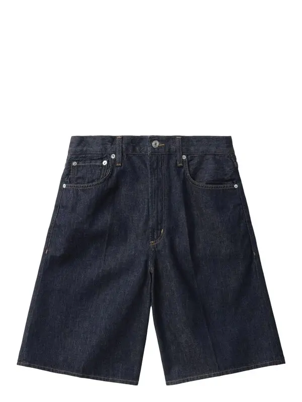AGOLDE Nolan Pleated Denim Shorts - Blue