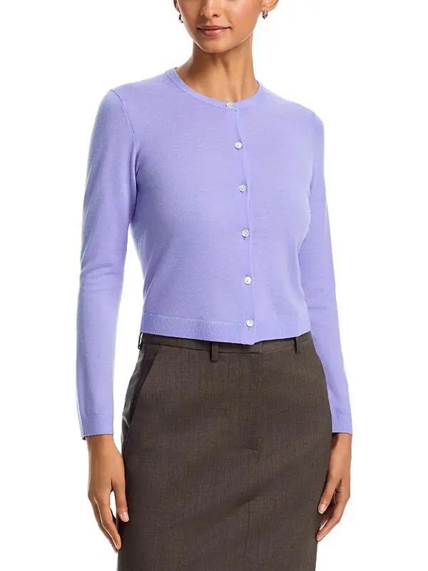 Theory Cropped Wool Cardigan - Lavender Glow