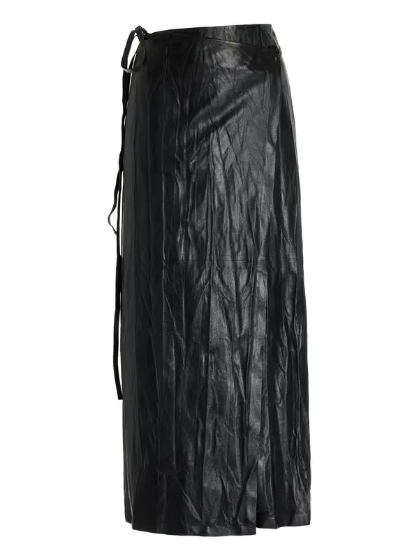 THE ROW Bert Leather Midi Skirt - Black