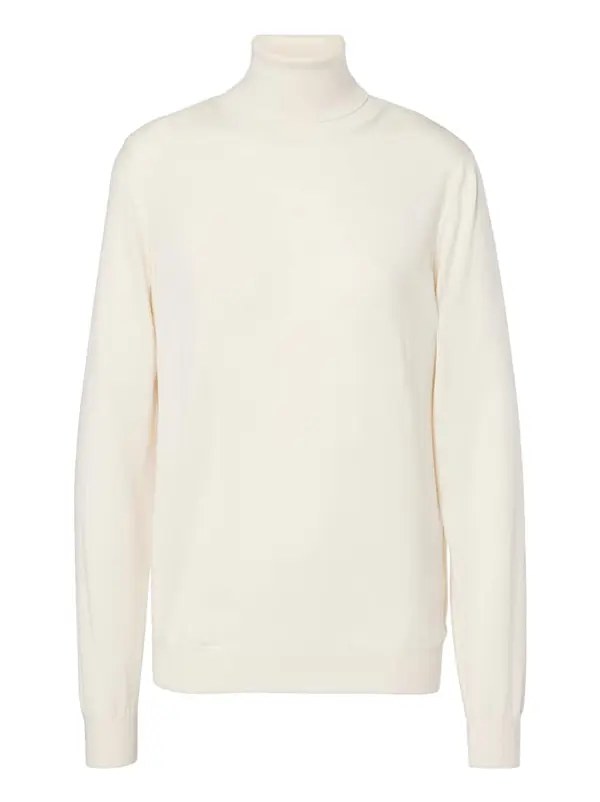 THE ROW Heva Wool Jersey Turtleneck Sweater - White