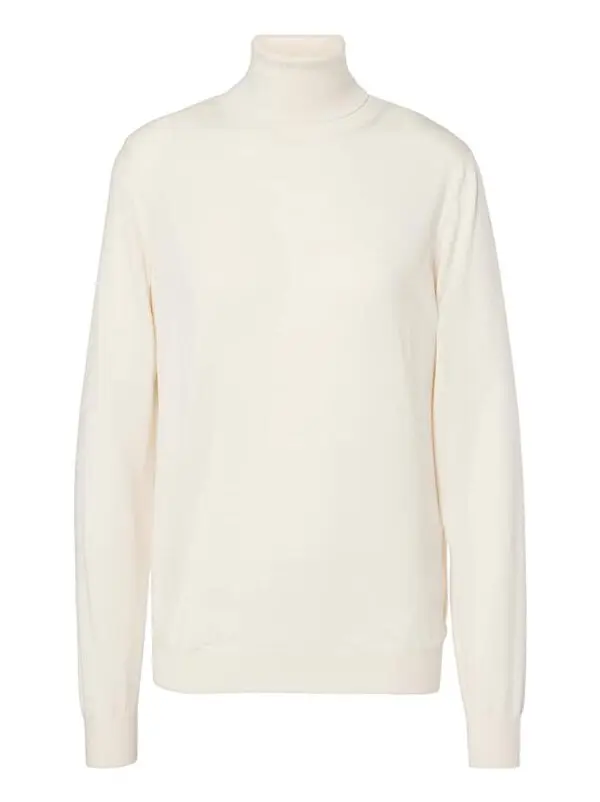 THE ROW Heva Wool Jersey Turtleneck Sweater - White
