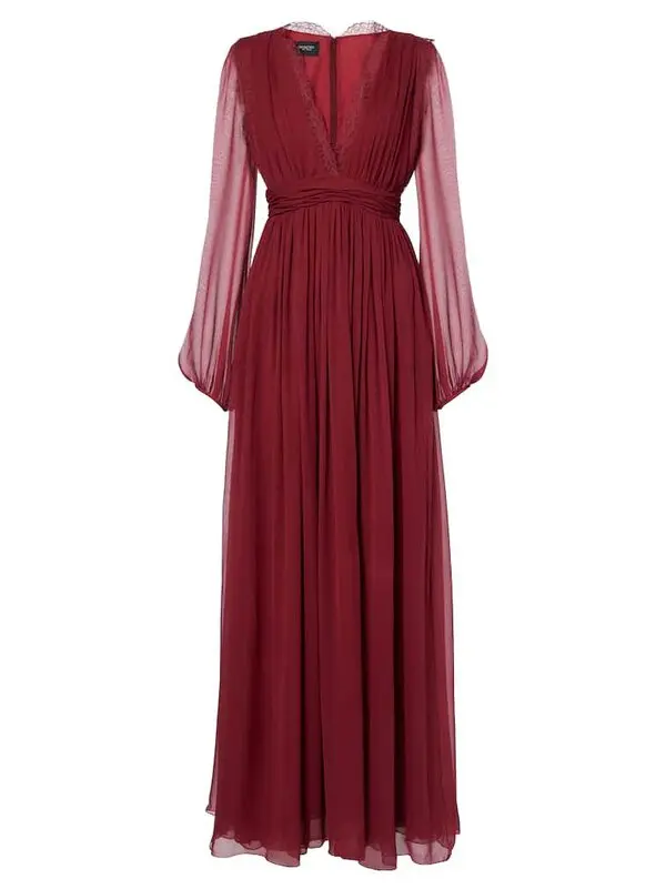 Giambattista Valli Lace-trimmed Silk Gown - Red