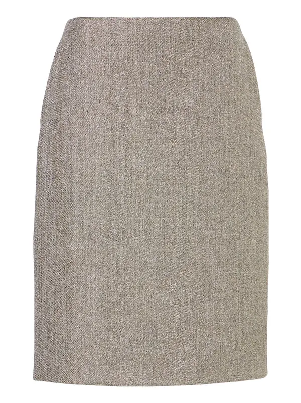 THE ROW Corinna Lamé Canvas Pencil Skirt - Grey