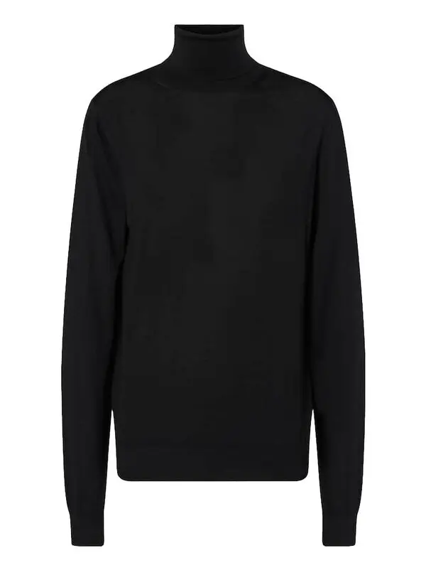 THE ROW Heva Wool Turtleneck Sweater - Black