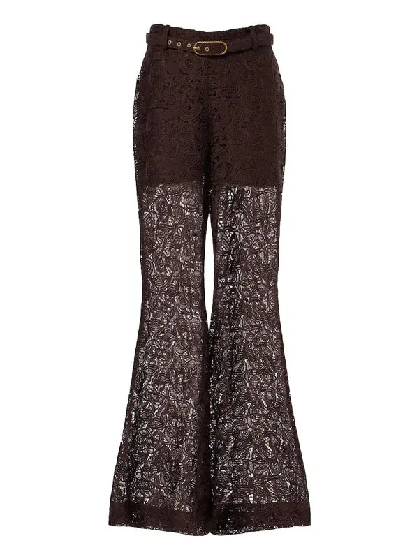 Zimmermann Lace Flared Trousers - Brown