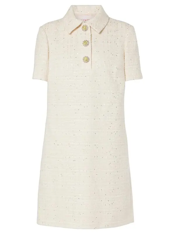 Valentino Garavani Cotton-blend Tweed Minidress - White