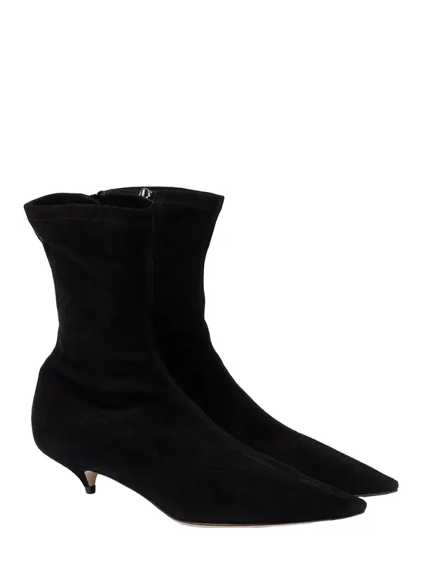 THE ROW Liisa Suede Ankle Boots - Black