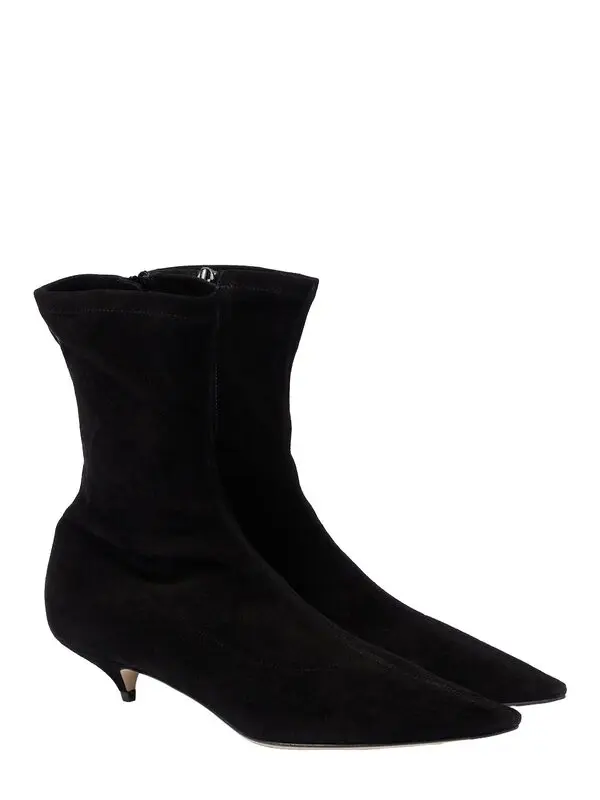 THE ROW Liisa Suede Ankle Boots - Black