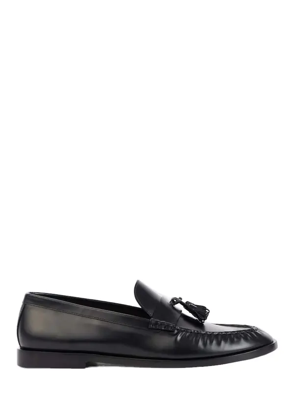 THE ROW Polished Leather Loafers - Black
