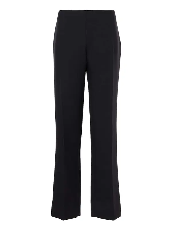 THE ROW Vesco Straight Leg Wool Trousers - Black
