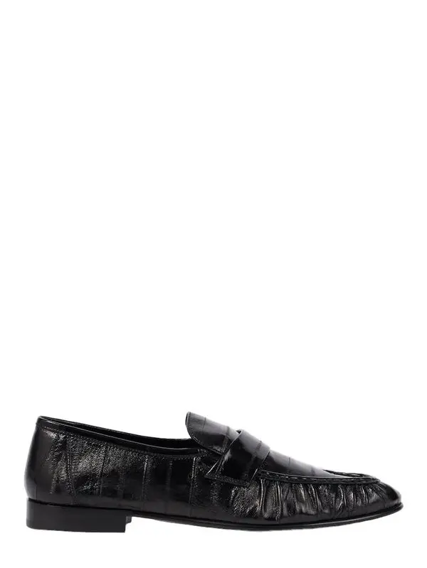 THE ROW Soft Paneled Leather Loafers - Black