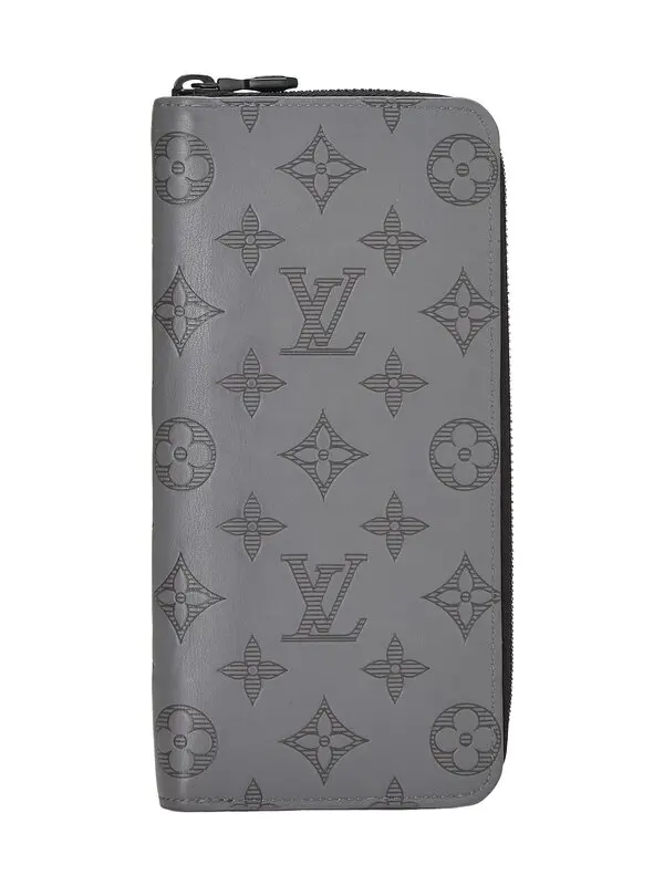 LOUIS VUITTON Monogram Shadow Zippy Vertical Wallet - Grey