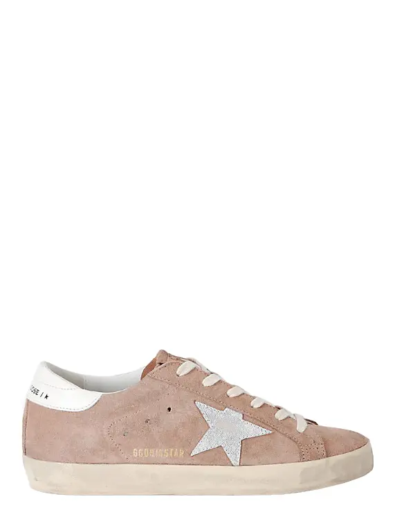 GOLDEN GOOSE Superstar 25737 Star-embroidered Suede Low-top Trainers - Pink Comb