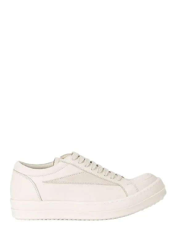 Rick Owens Contrast-stitch Leather Low-top Trainers - White