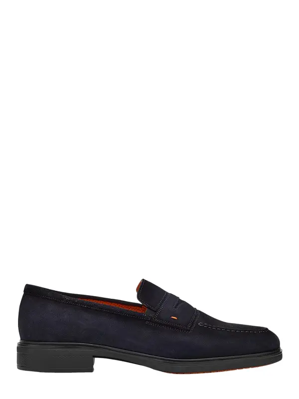 Santoni Easy Suede Penny Loafers - Blue
