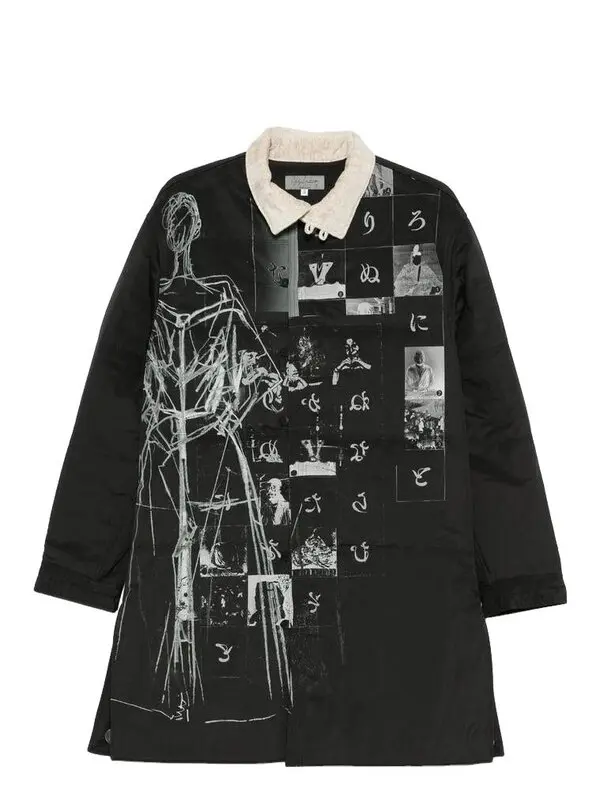 Yohji Yamamoto Printed Coat - Black
