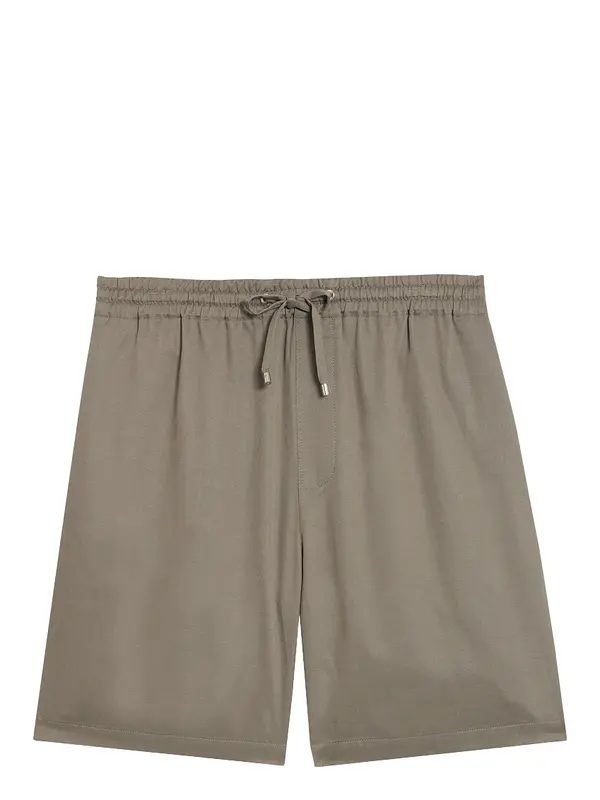 FRAME Lyocell-cotton Blend Drawstring Shorts - Grey Green