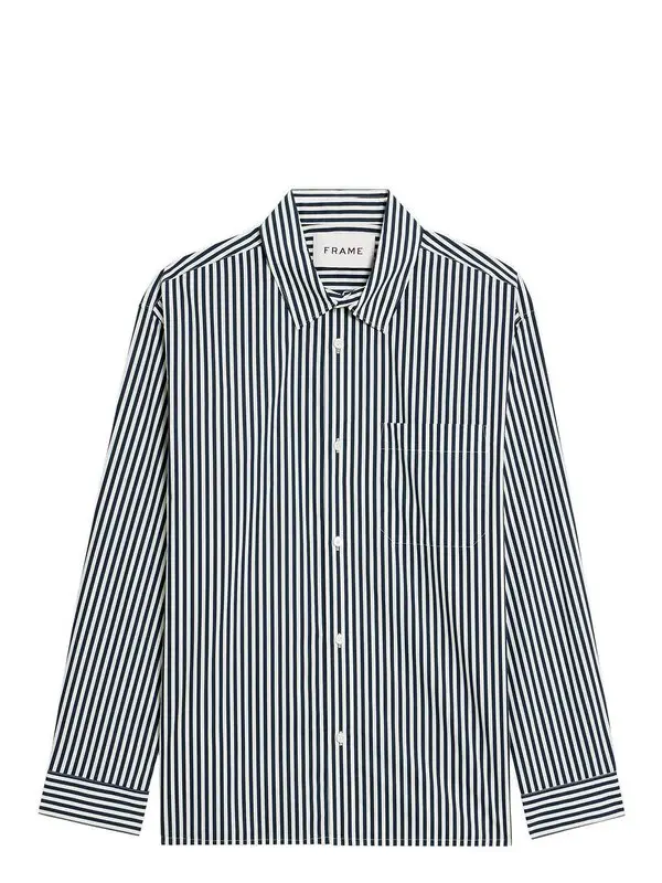 FRAME Striped Cottonpoplin Shirt - Midnight Blue