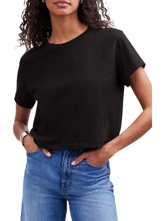 Madewell Boxy Crop Cotton Slub T-shirt - Jet Black