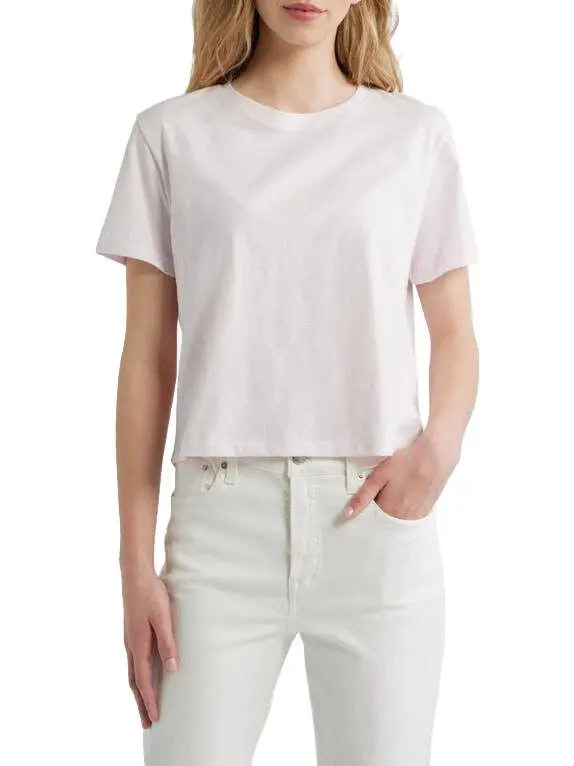 Madewell Boxy Crop Cotton Slub T-shirt - Pale Pink