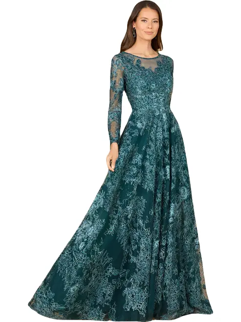 LARA NEW YORK Lace Ball Gown - Green