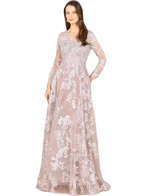 LARA NEW YORK Lace Ball Gown - Mauve
