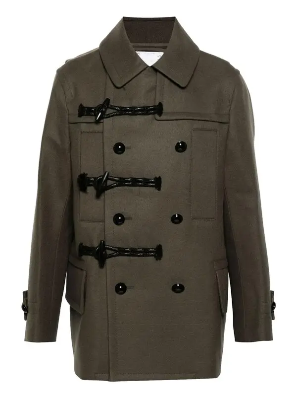 Sacai Wool Duffle Coat - Green
