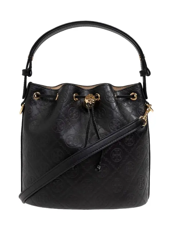 Tory Burch All-over Debossed Logo Bucket Bag - Black