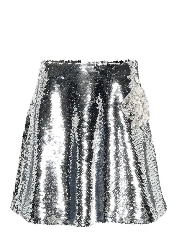GENNY Sequinned Mini Skirt - Silver