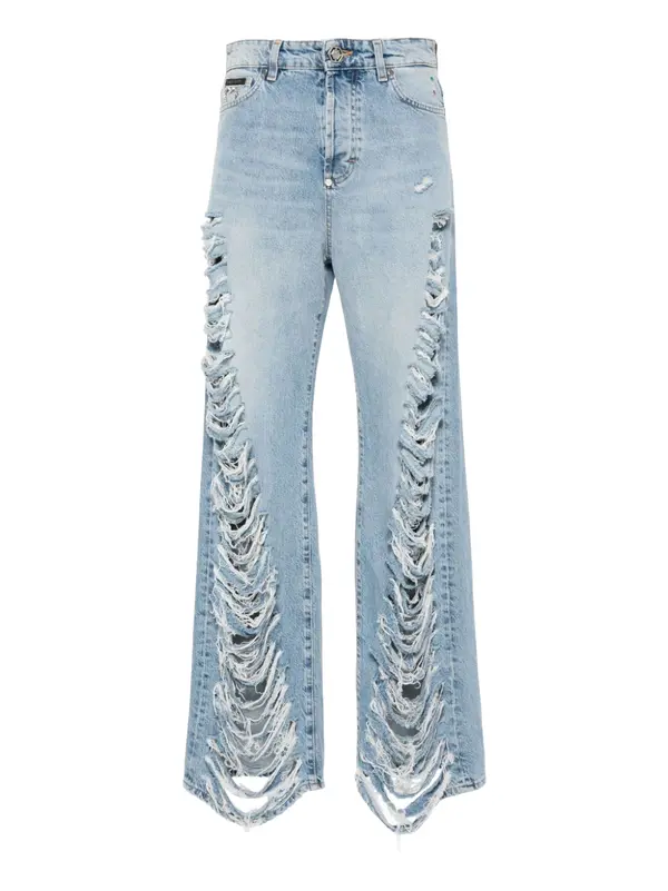 Philipp Plein Ripped Trousers - Blue