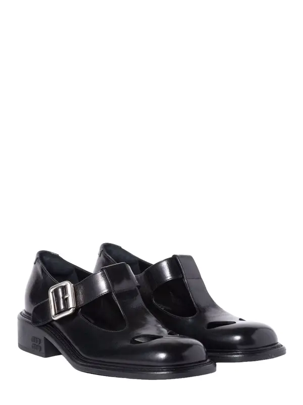 Miu Miu 30mm Leather T-bar Shoes - Black