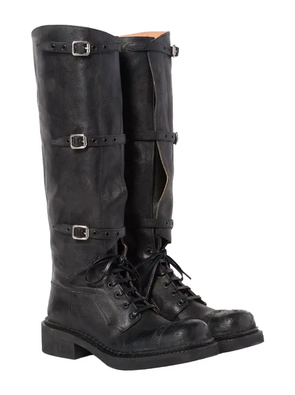 Miu Miu Multi-buckle Leather Boots - Black