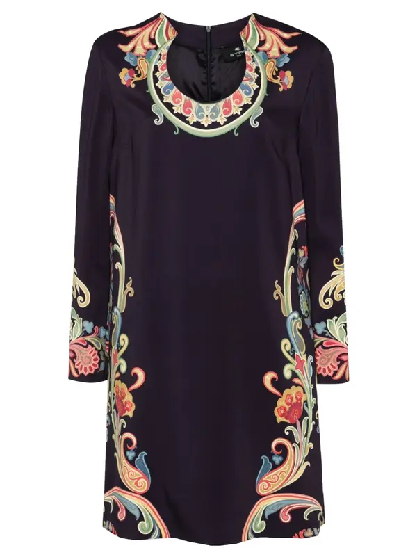 Etro Floral-print Midi Dress - Blue