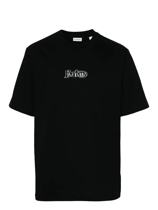 Burberry Flocked-logo T-shirt - Black
