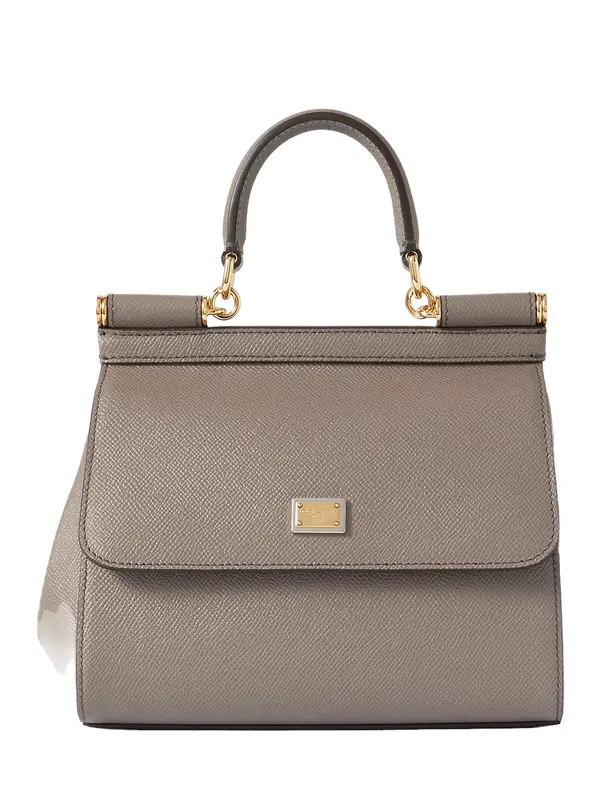 Dolce & Gabbana Sicily Small Textured-leather Tote - Brown