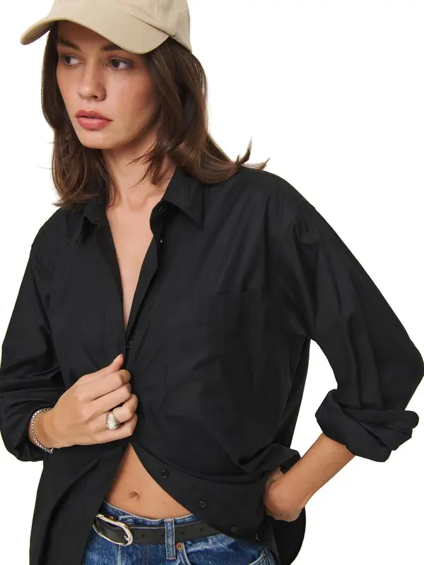REFORMATION Eli Oversized Shirt - Black