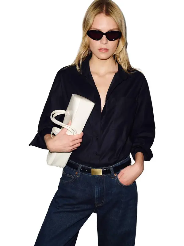 REFORMATION Eli Oversized Shirt - Black