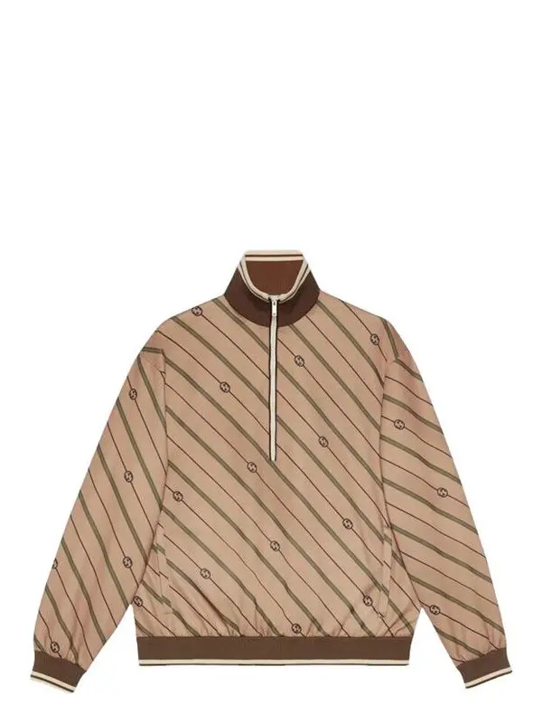 Gucci Gg Stripe Knit Half-zip Jacket - Beige/brown