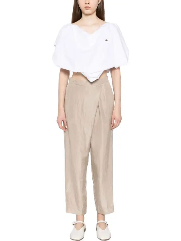 SHANSHAN RUAN Silk Trousers - Neutrals