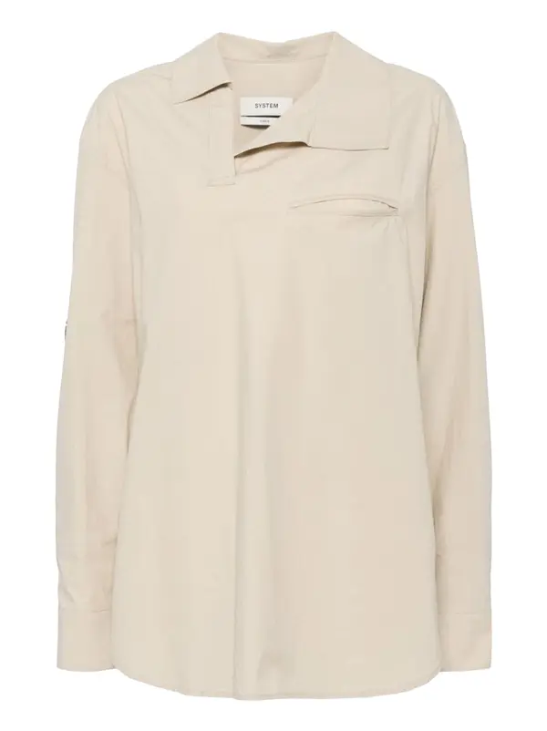 SYSTEM Asymmetric Cotton Blouse - Neutrals