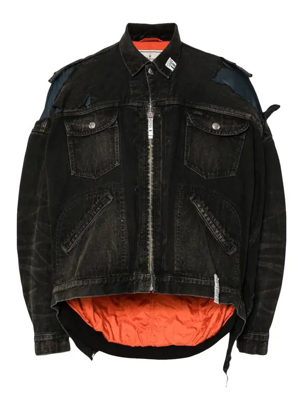 Mihara Yasuhiro Layered Denim Bomber Jacket - Black