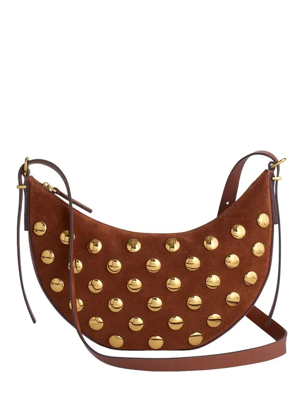 Madewell Mini Stud Essentials Crescent Shoulder Bag - Soft Mahogany